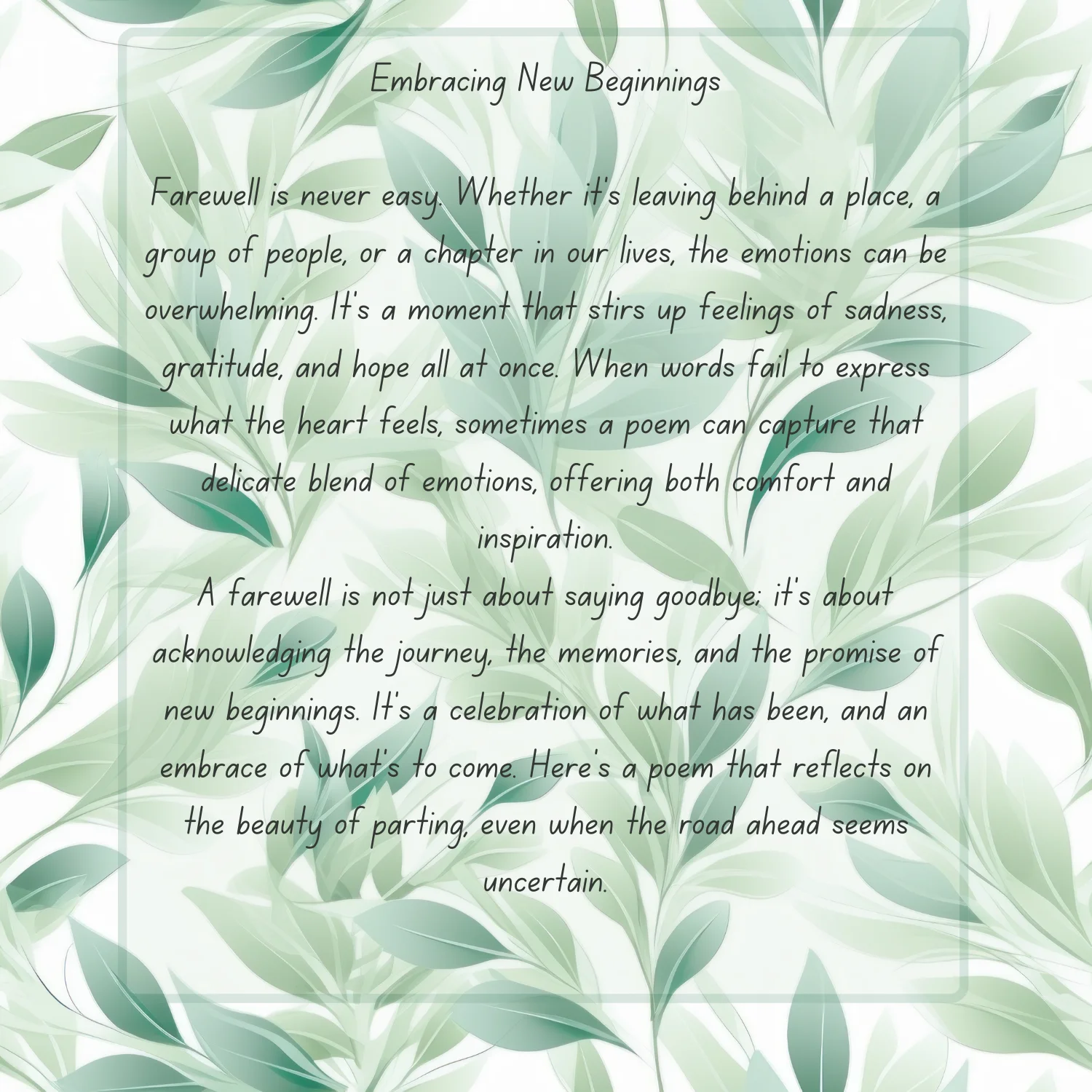 Farewell and graduation poems - Poems about everything